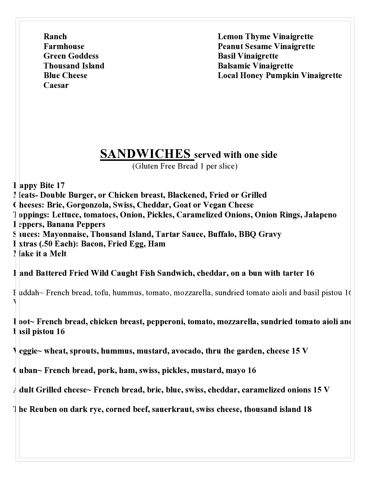 Menu – Bite Restaurant